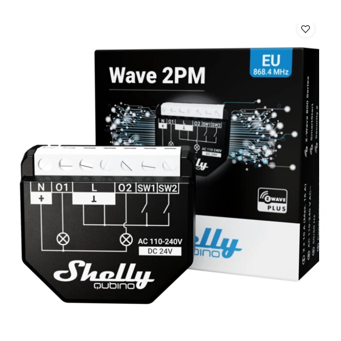 Releu inteligent Shelly Qubino Wave 2PM cu contor de putere, protocol Z ...