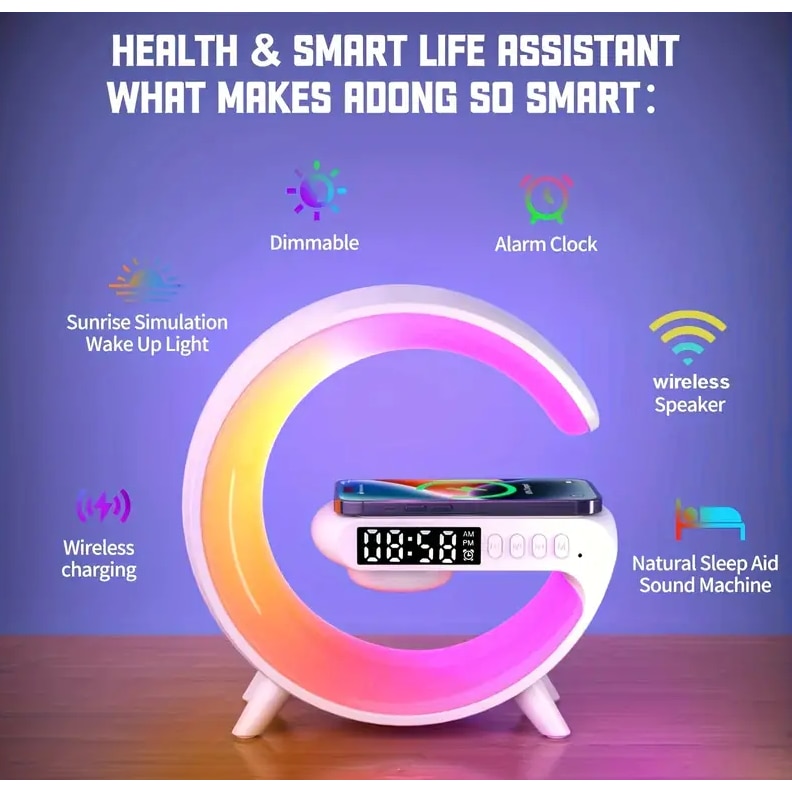 Lampa Smart LED RGB si Incarcator Wireless, Lumini Ambientale ...