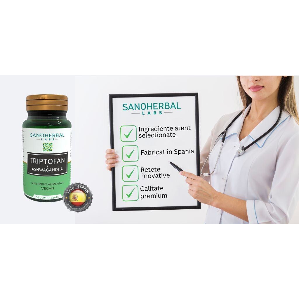 Triptofan + Ashwagandha Complex, Sanoherbal Spania, Supliment alimentar ...
