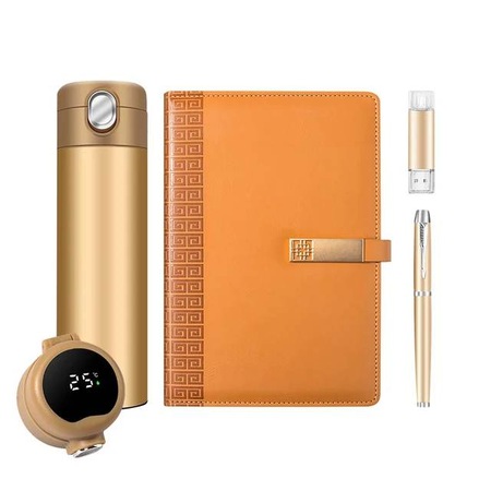 Cutie gold lux, termos afisare digitala, agenda, pix, memory stick ...