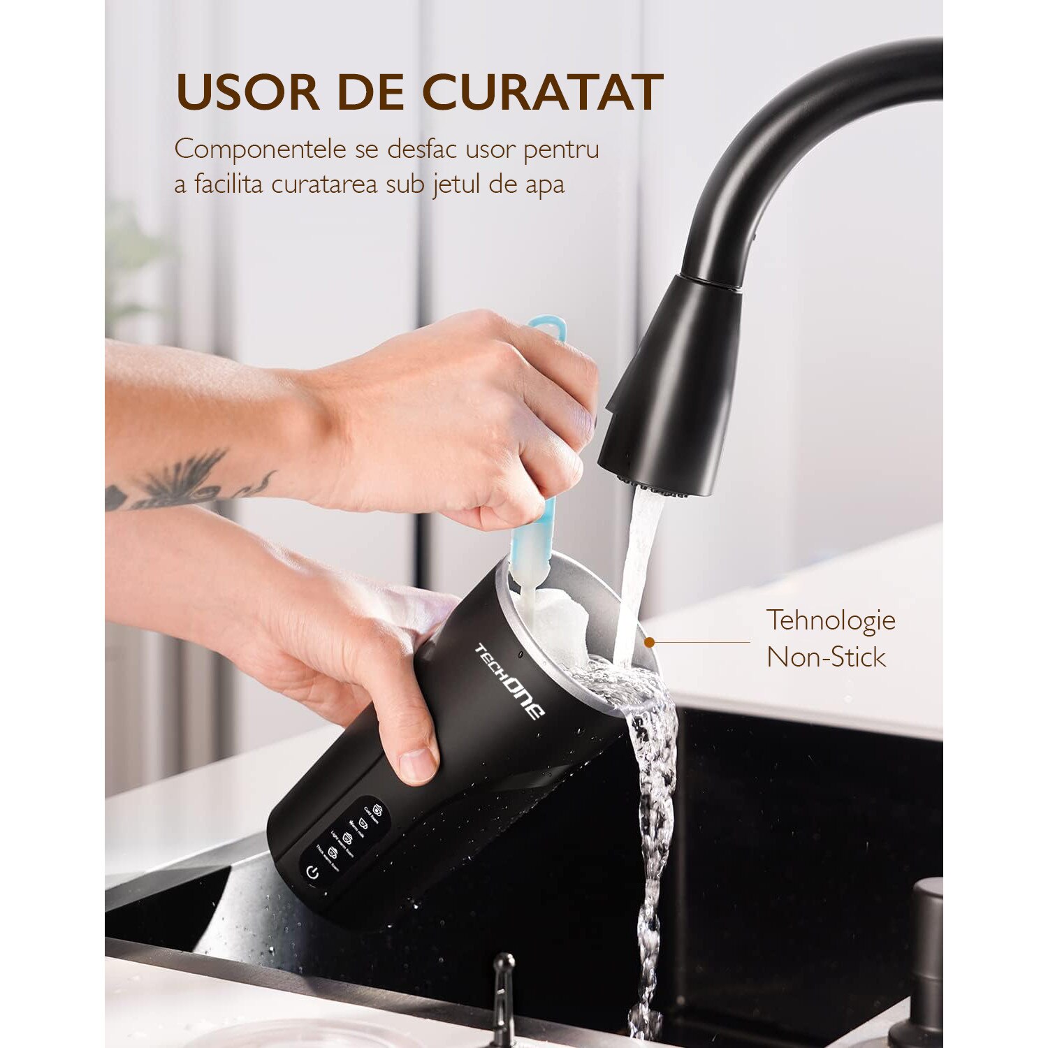 Aparat Spuma Lapte 4 in 1 Techone® Milky Froth, 500W, Spumare Cald si ...