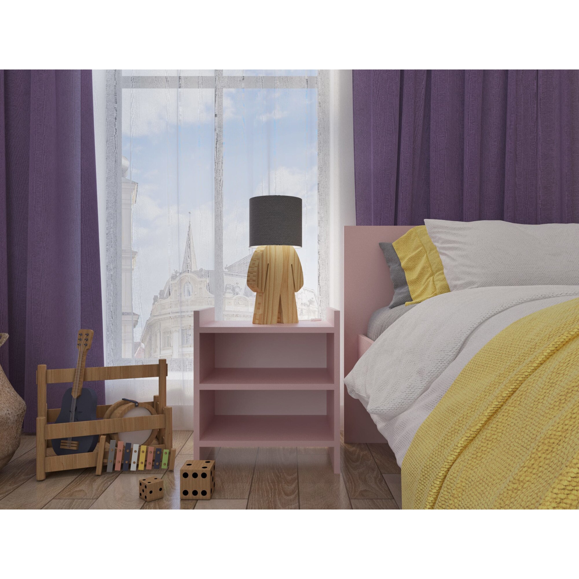 DORMITOR copii complet DELIZIA 90, ROZ, PAL18mm, 1 PAT, 1 DULAP, 1 ...