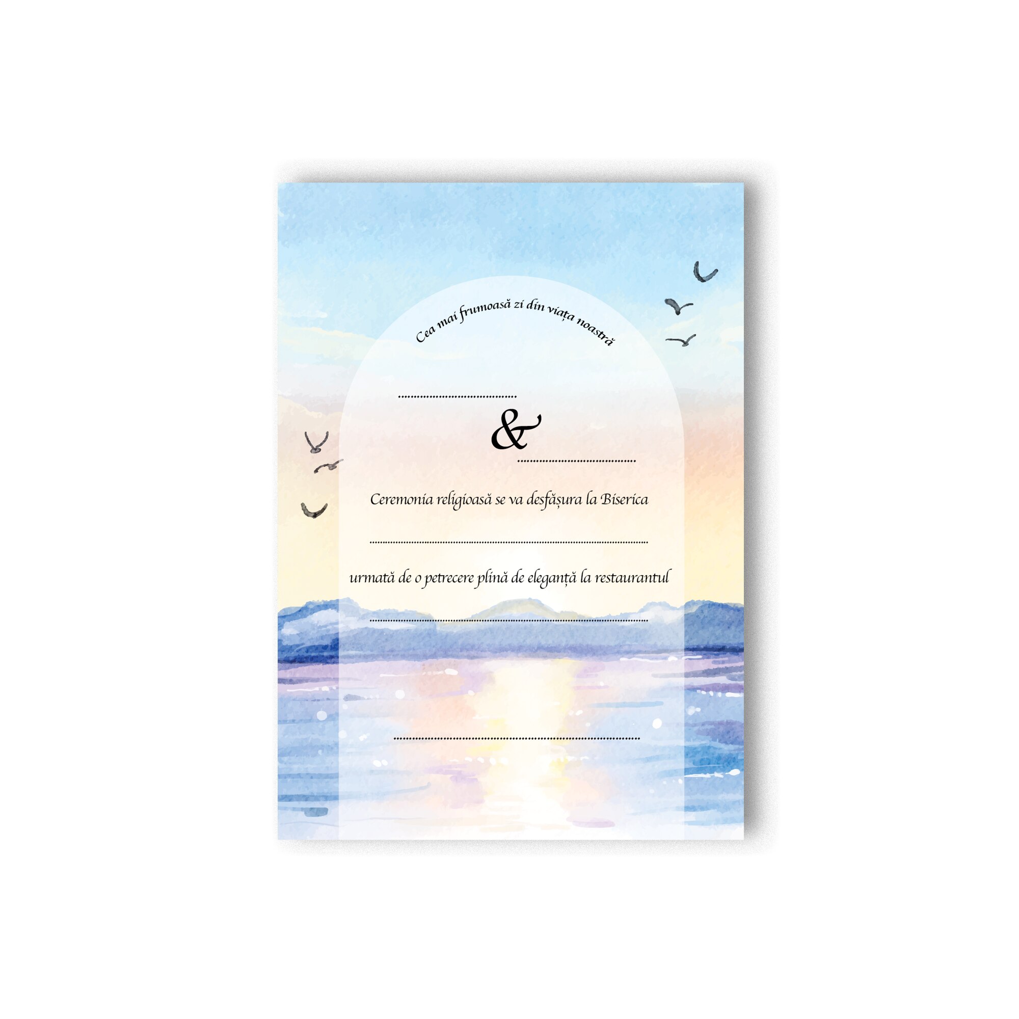 Set 20 de invitatii nunta 100% reciclate Seaside tip formular, hartie ...