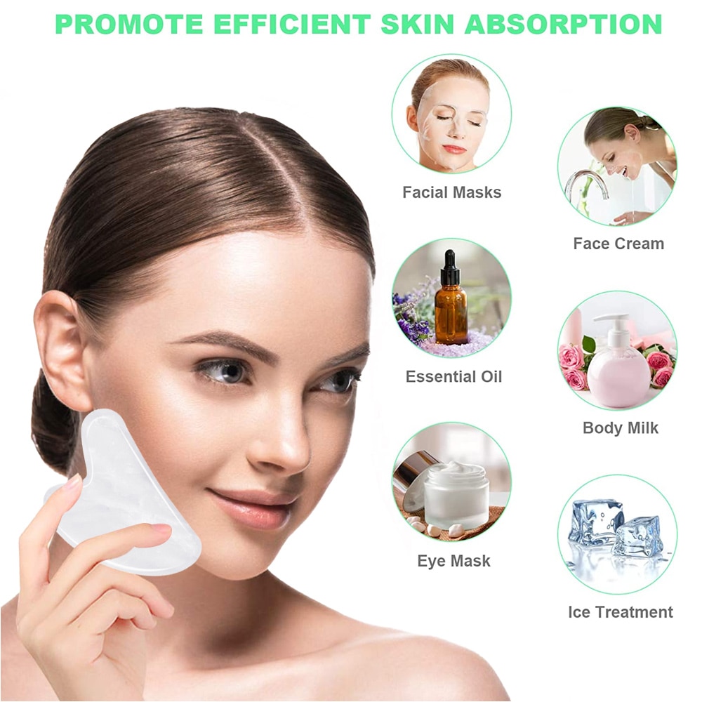 Gua Sha & Stick de masaj, Cozevdnt, Jad, Alb - eMAG.ro