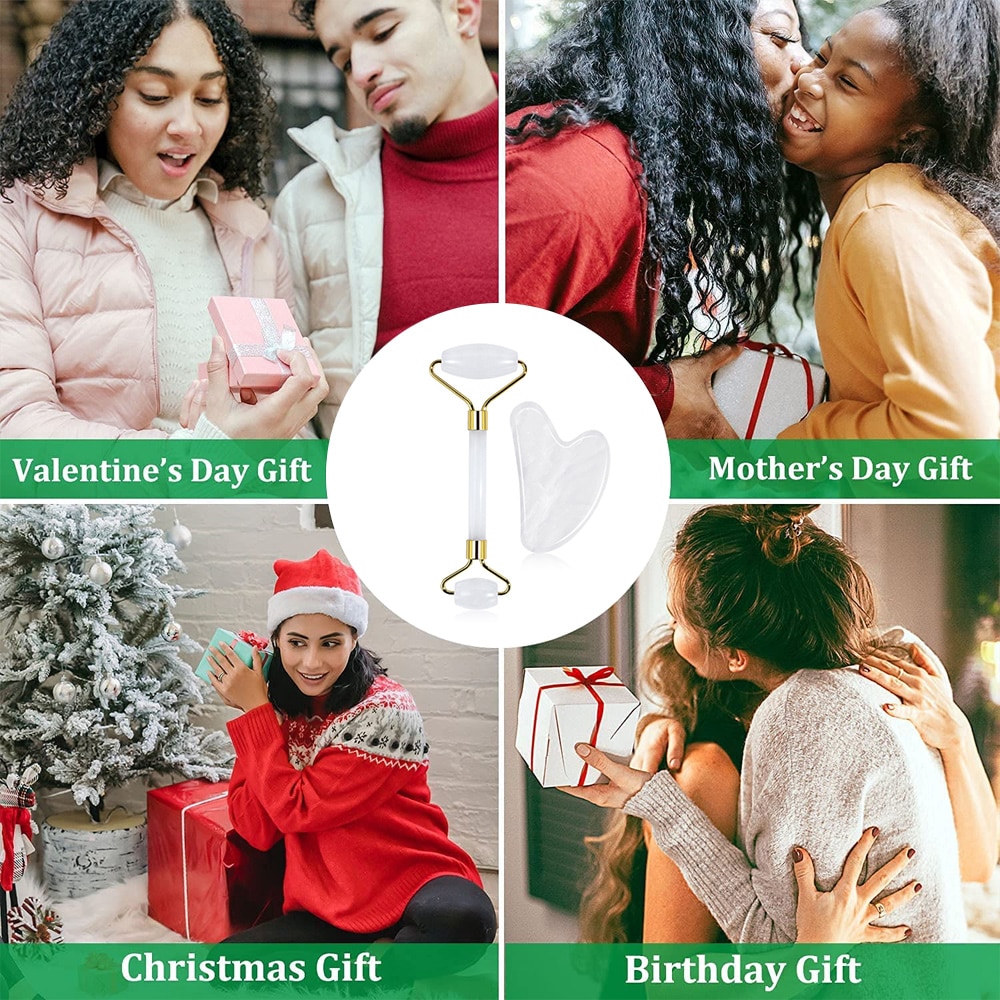 Gua Sha & Stick de masaj, Cozevdnt, Jad, Alb - eMAG.ro