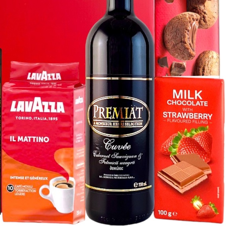 Pachet Cadou Elegant, CADOURI RAFINATE, model Red & Black, cu Vin rosu ...