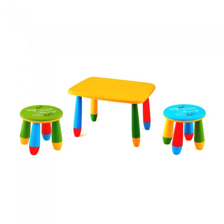 Set mobila copii masa MASHA dreptunghiulara 72,5x57cm culoare galbena ...
