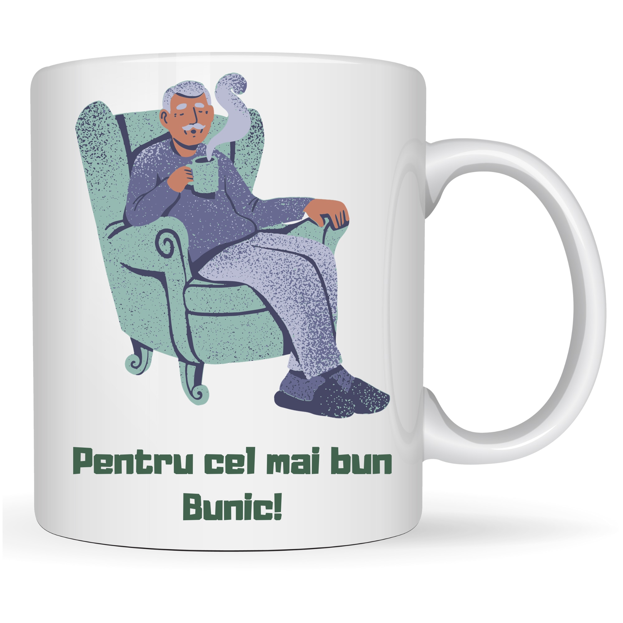 Cana personalizata “Pentru cel mai bun bunic”, grandpa, alba, 330 ml ...