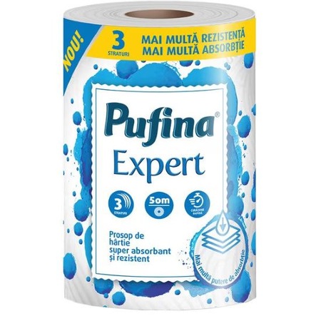 Prosop de hartie Pufina Expert, 3 straturi, 50m/rola - eMAG.ro