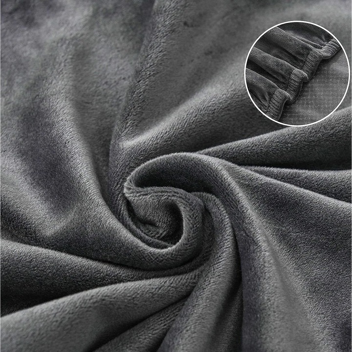 Set 6 Huse Scaun Universale GALAXIA®, Elastice, Din Catifea, Gri Inchis ...