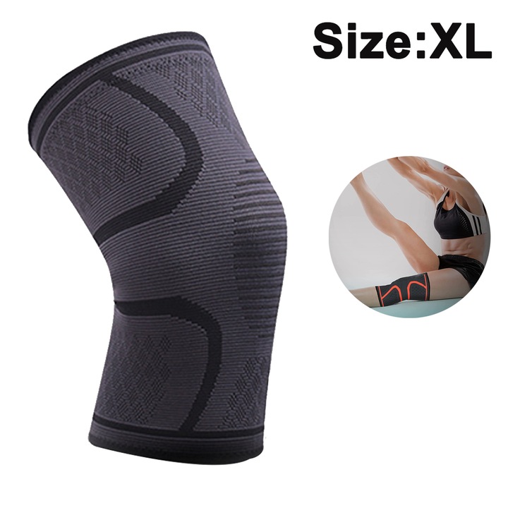 Manson de compresie pentru genunchi, JeiibrZui, Textil, Negru, XL - eMAG.ro