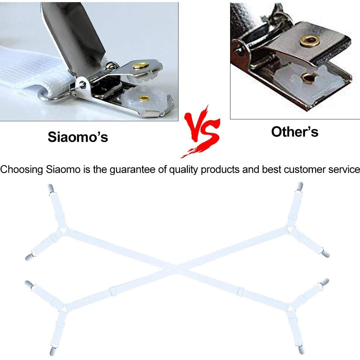Set 4 cleme de fixare cearsaf, JeiibrZui, Metal, Alb - eMAG.ro
