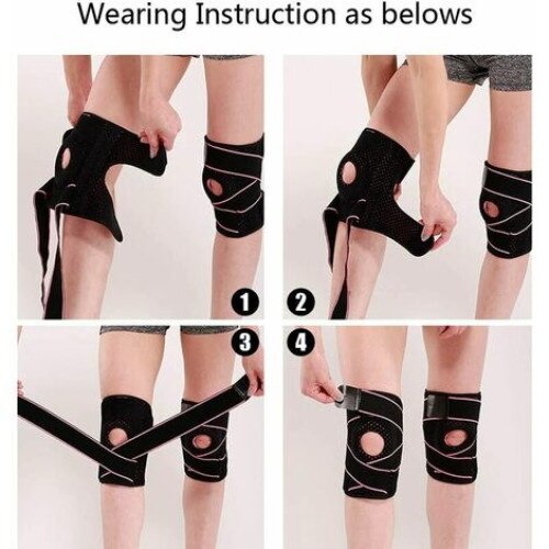 Manson de compresie pentru genunchi, JeiibrZui, Nylon, Negru/Albastru ...