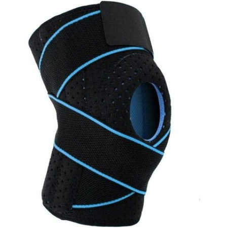Manson de compresie pentru genunchi, JeiibrZui, Nylon, Negru/Albastru ...
