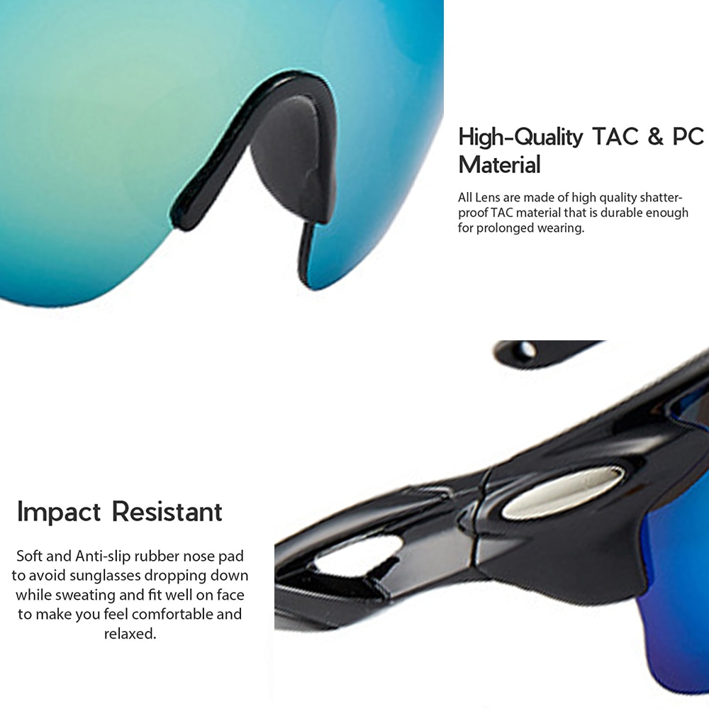 Ochelari de soare sport polarizati, JeiibrZui, Negru/Albastru - eMAG.ro