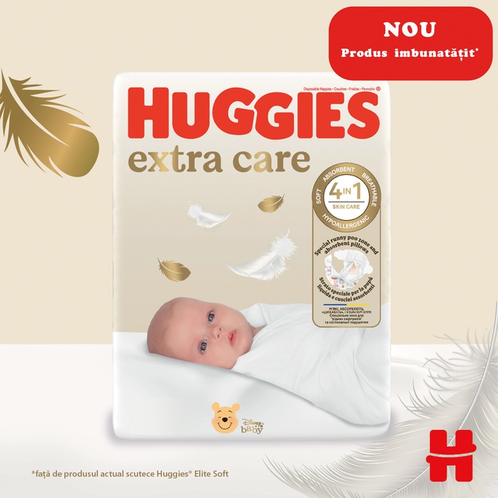 Scutece Huggies Extra Care 2, Jumbo, 3-6 kg, 58 buc - eMAG.ro