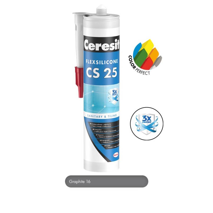 Silicon sanitar premium Graphite, Ceresit CS 25, interior / exterior ...