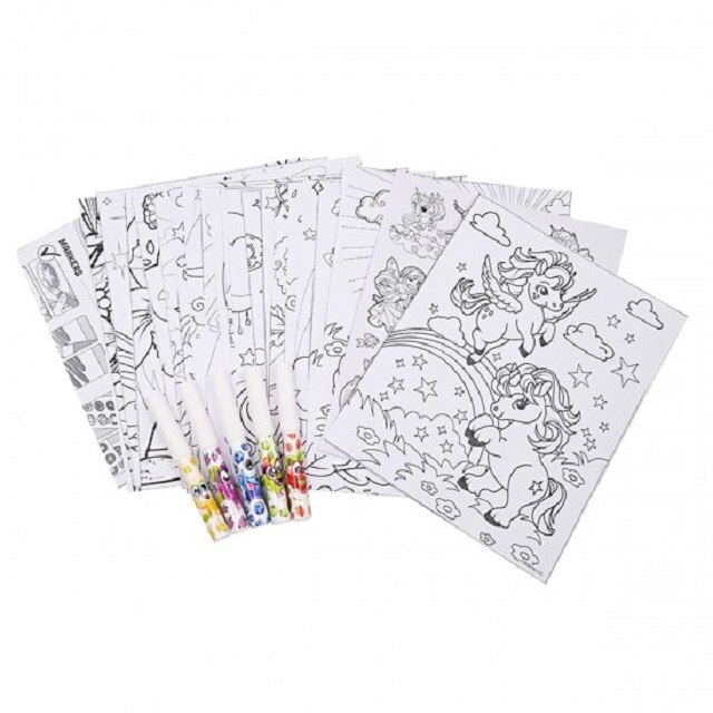 Set pentru creatie cu markere, planse de colorat si autocolante −Lumea ...