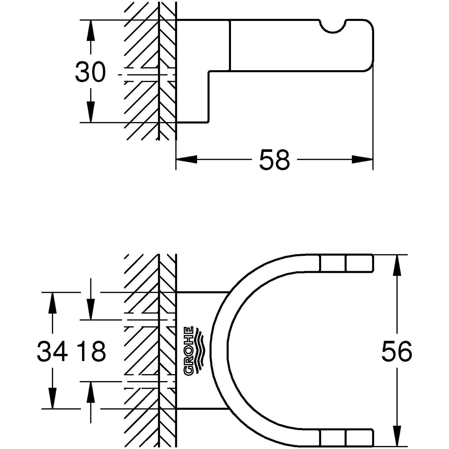 Закачалка за баня Grohe Selection 41049A00, Двойна, Стенен монтаж ...