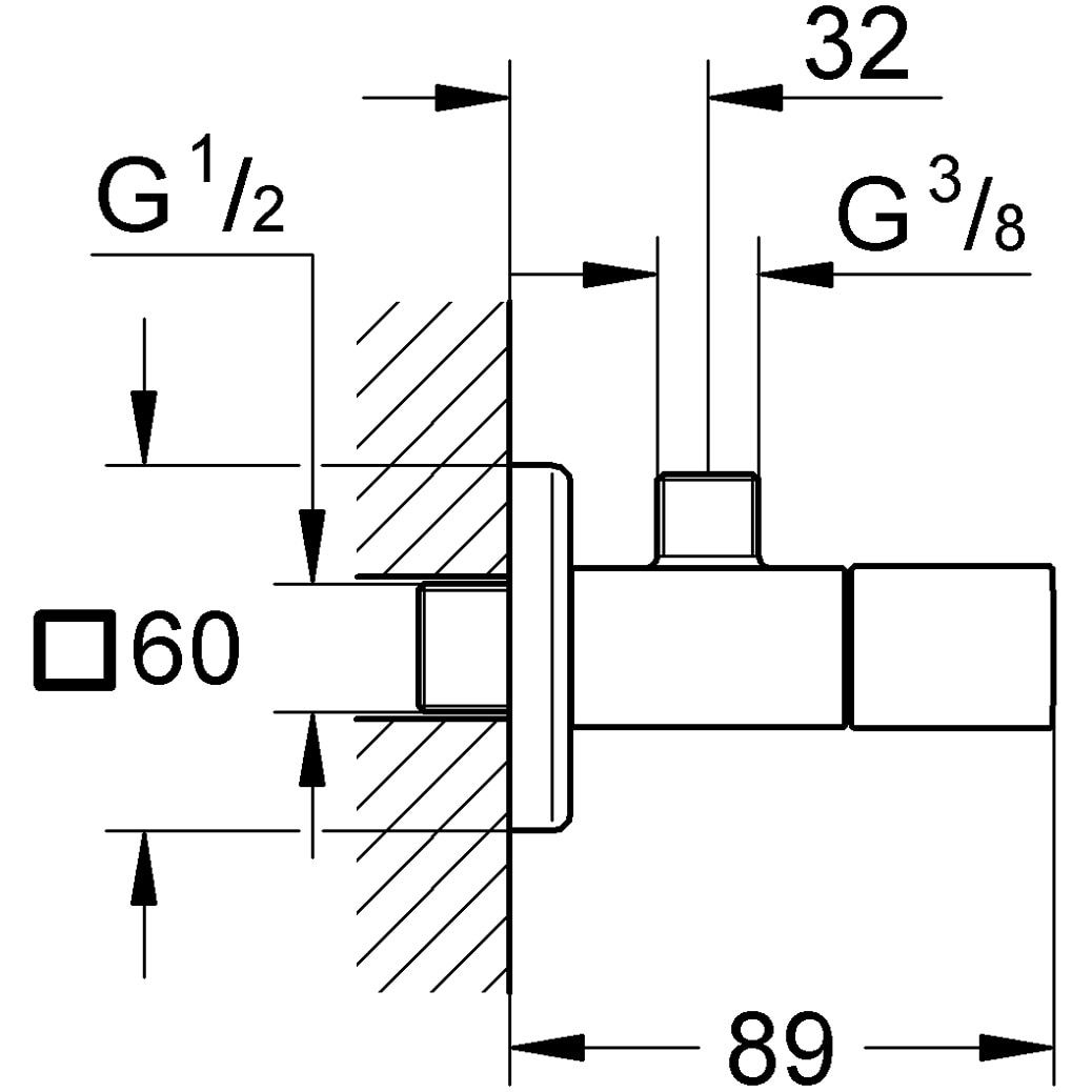 Robinet cu ventil Grohe Eurocube 22012000, 1/2'' x 3/8'', fara marcaj ...