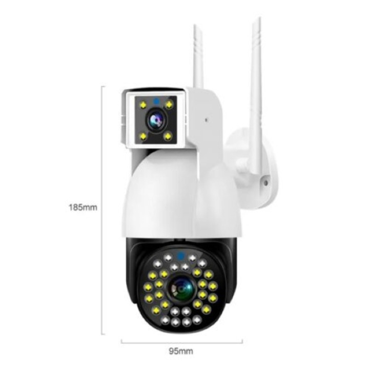 Wifi камера за наблюдение, 2 камери, 2+2MP, приложение V380 - eMAG.bg