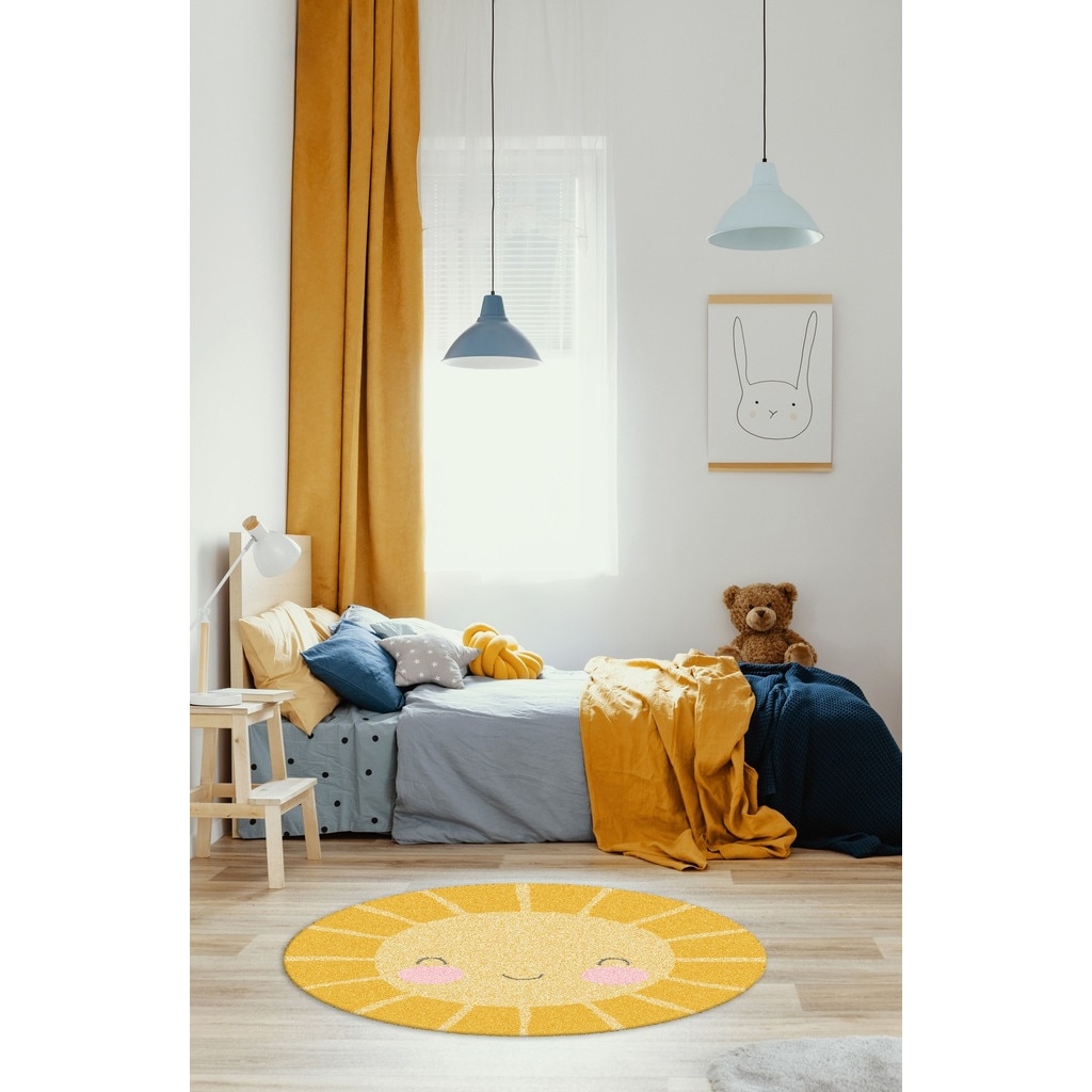 Covor camera copil, Soare in cerc, PP textura super moale, OW Giovanni ...