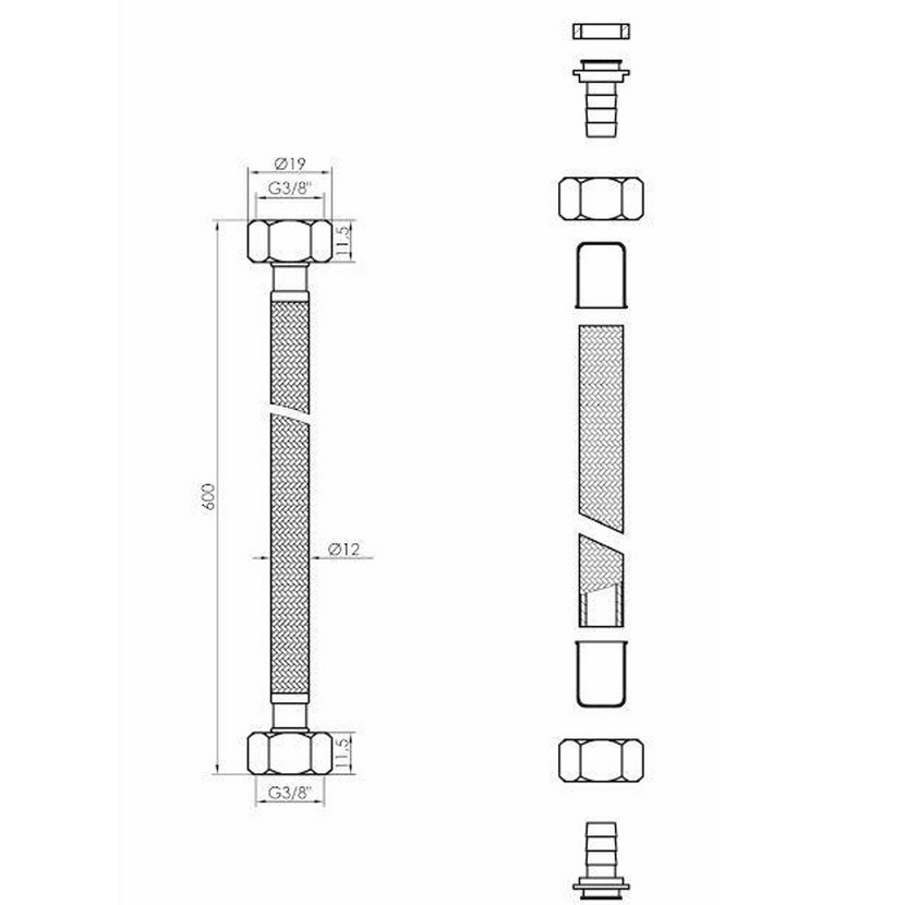 Racord Flexibil 8mm 3 8x3 8 N N L 400 Mm Negru Emag Ro