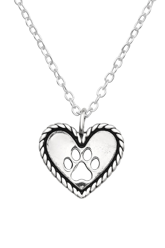 Colier din argint 925 cu pandantiv forma inimioara cu labuta decupata ...