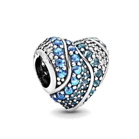 Talisman din Argint 925 Charm compatibil Pandora inima albastra 1cm ...