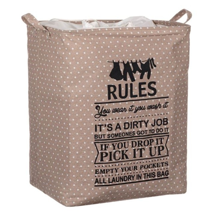 Cos pentru rufe textil cu inchidere in partea de sus, cu 2 manere, maro ...