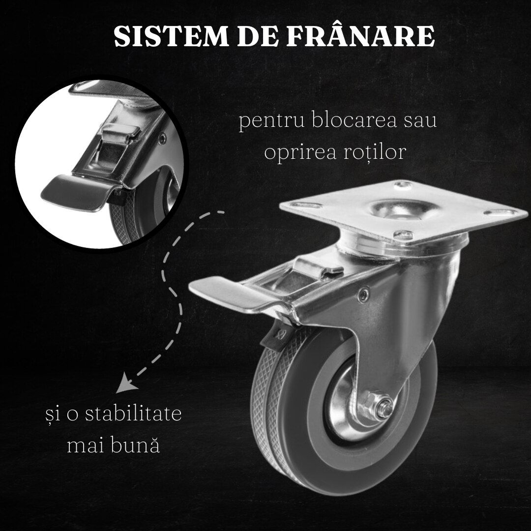 Set 4 Roti Pivotante Zenino - pentru Transport, Sarcina Maxima 220kg ...