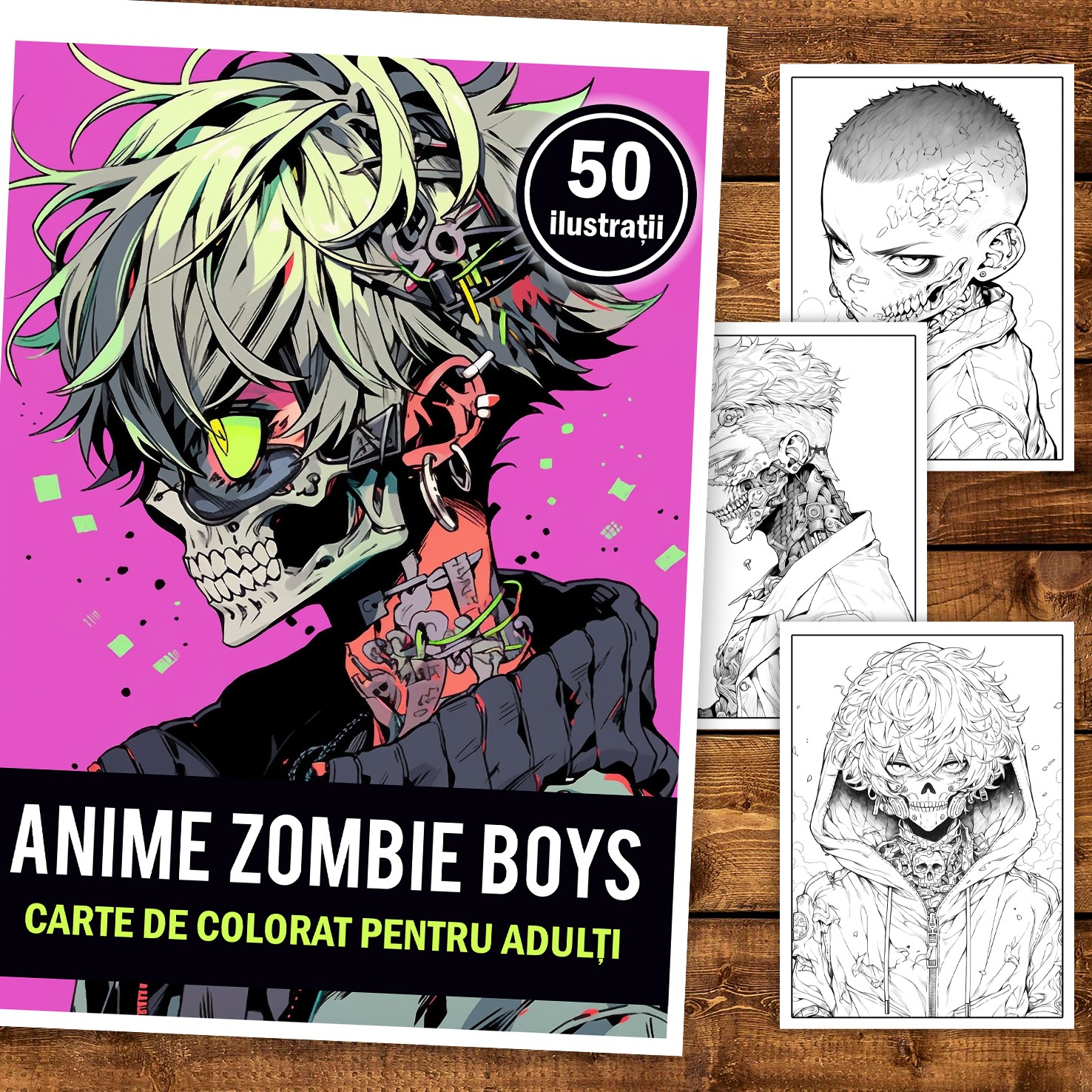 Kifestőkönyv, 50 illusztráció, Anime Zombie Boys, 106 oldal - eMAG.hu