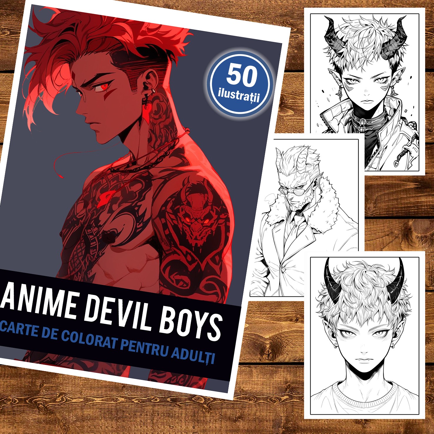 Kifestőkönyv, 50 illusztráció, Anime Devil Boys, 106 oldal - eMAG.hu