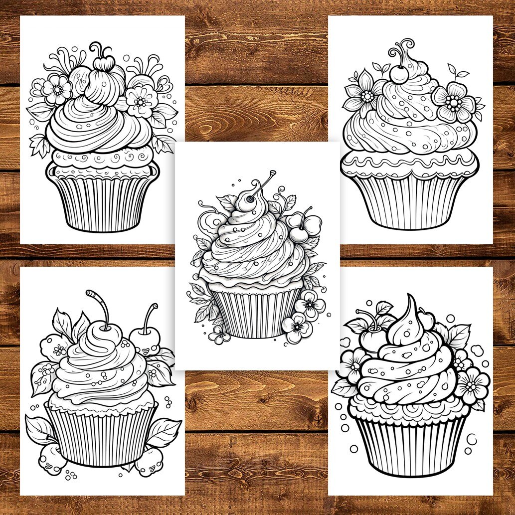 Carte de colorat pentru adulti, 50 de ilustratii, Briose, 106 pagini ...