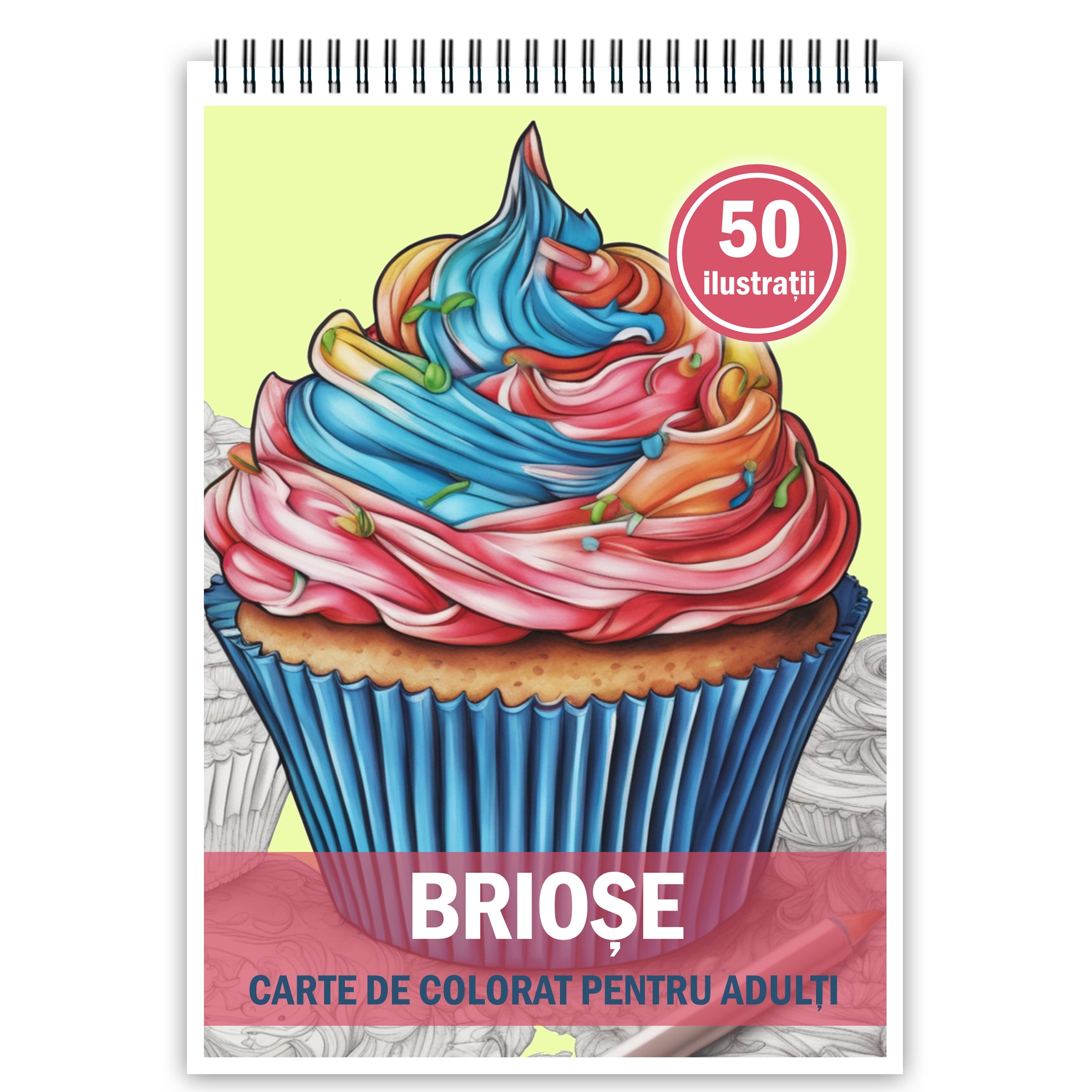 Carte de colorat pentru adulti, 50 de ilustratii, Briose, 106 pagini ...