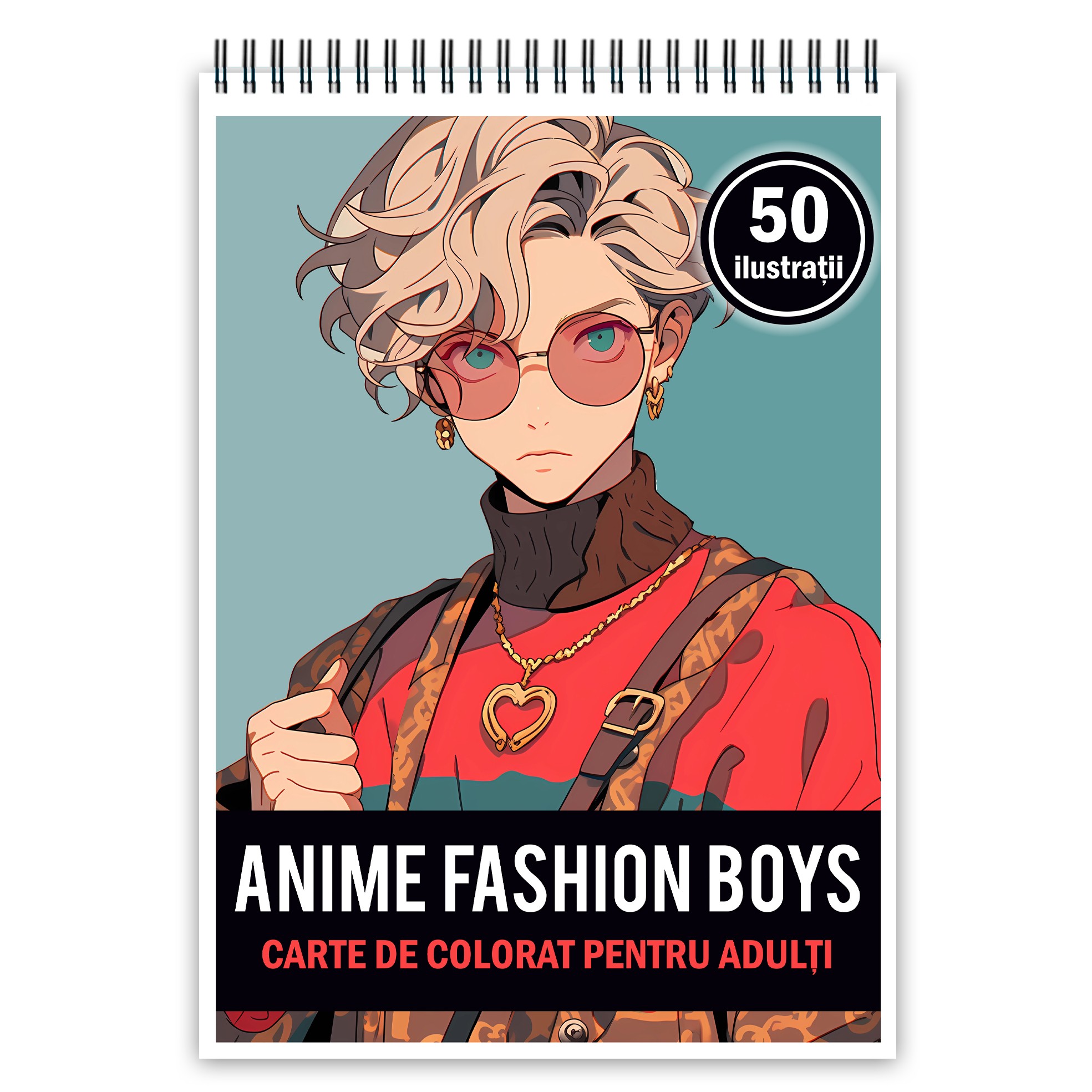 Carte de colorat pentru adulti, 50 de ilustratii, Anime Fashion Boys ...