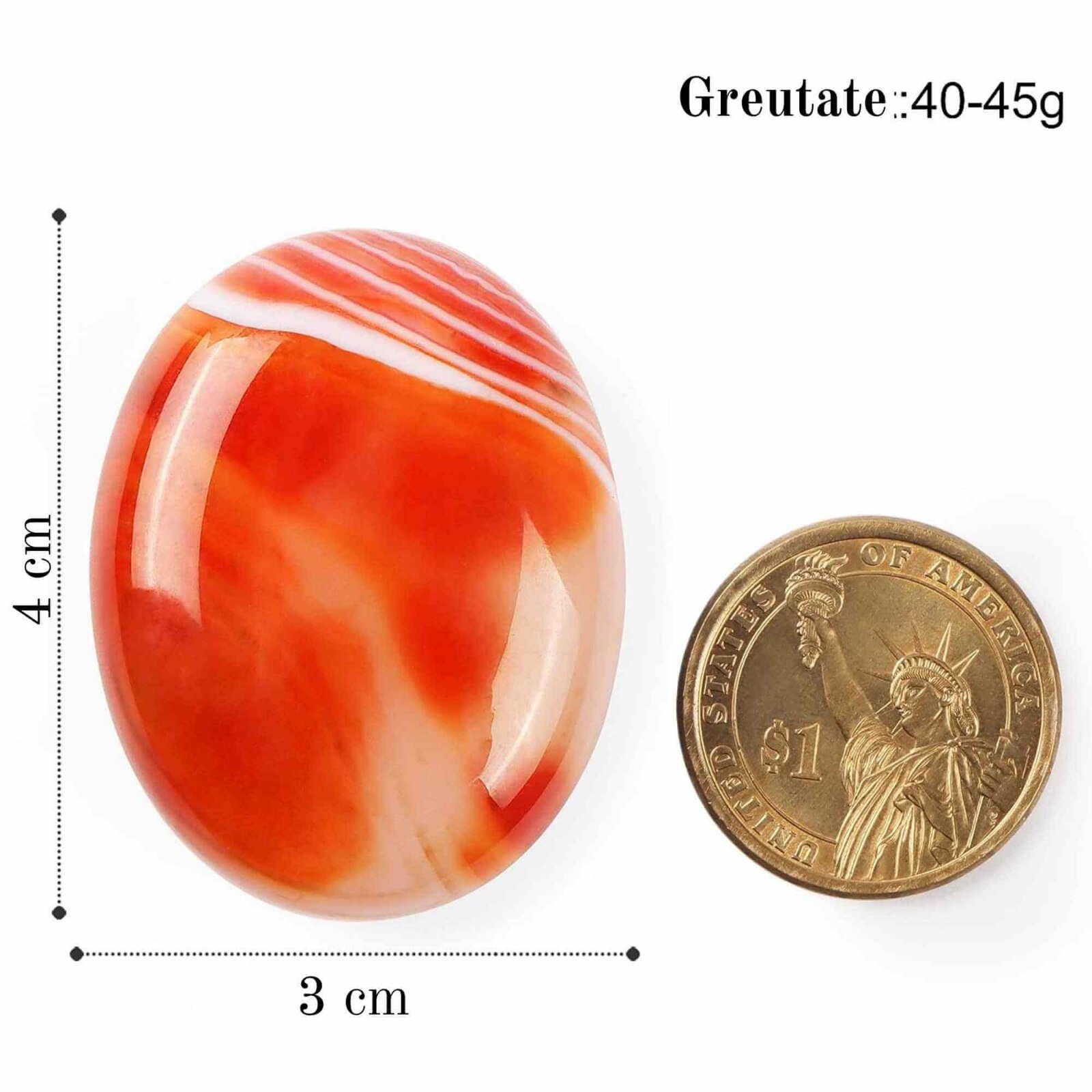 Piatra terapeutica 4 cm "Worry Stone" Carneol rosu - Pietre ...