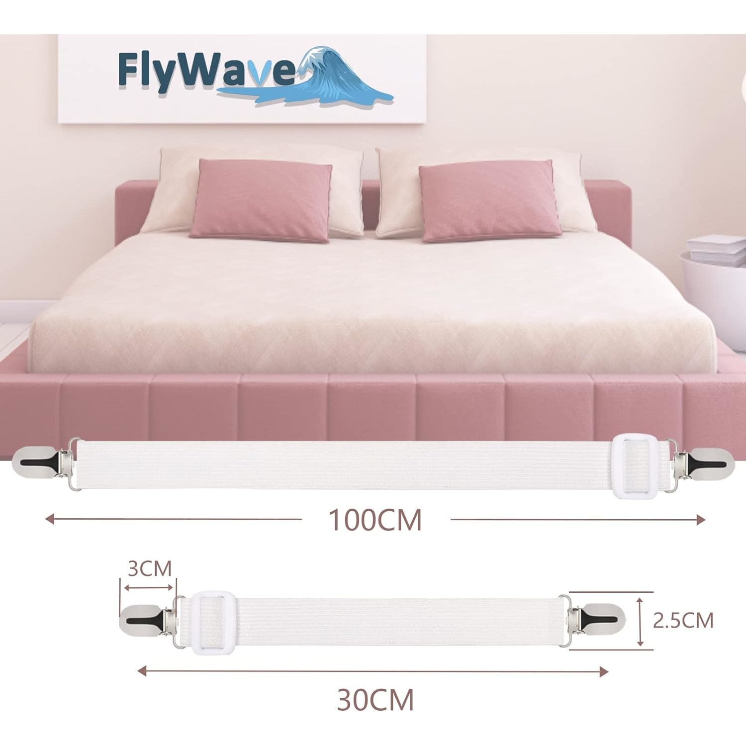 Set 8 curele prindere cearceaf, Cafuneplus®, Plastic/Elastic, Reglabile ...