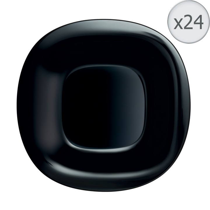 Set 24 farfurii intinse Luminarc Carine, 27 cm, negre - eMAG.ro