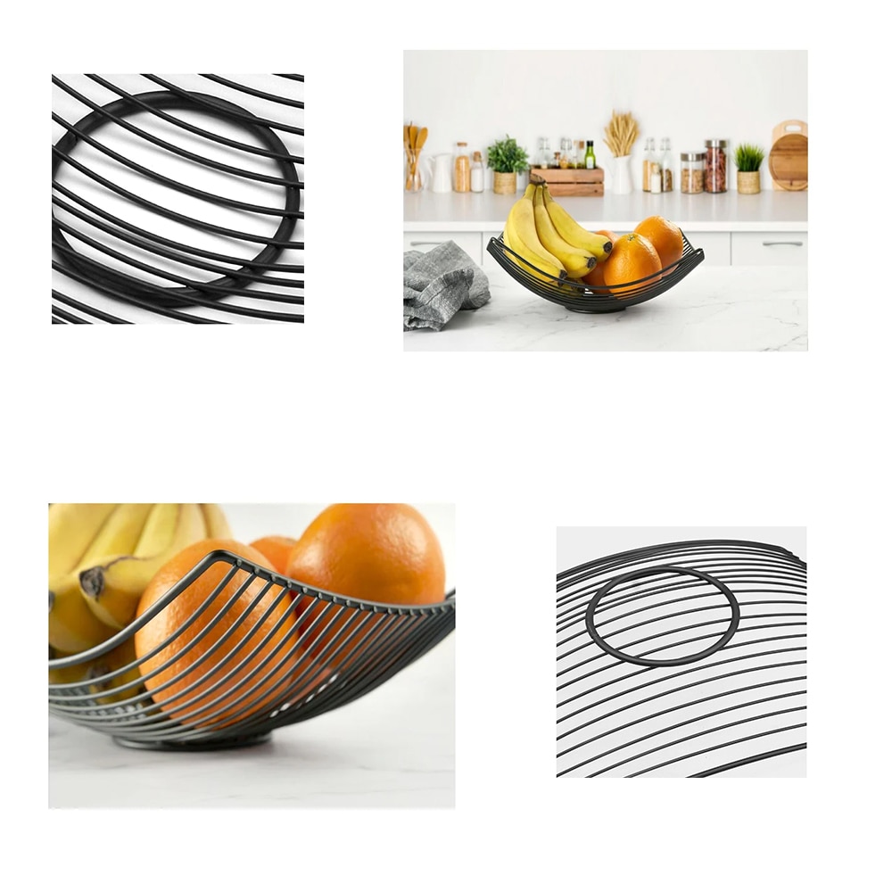 Cos de fructe, awwaline, negru, metalic, 29 cm x 25 cm x 8 cm, ideal ...