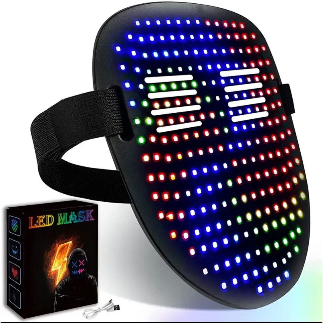 Masca LED RGB inteligenta cu 50 de imagini, schimbare imagine prin ...
