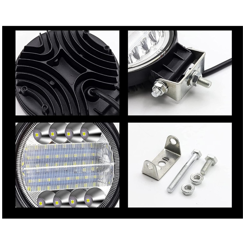 Set 2 x Proiectoare auto rotunde LED 126W/proiector, 11cm, 12/24V - eMAG.ro