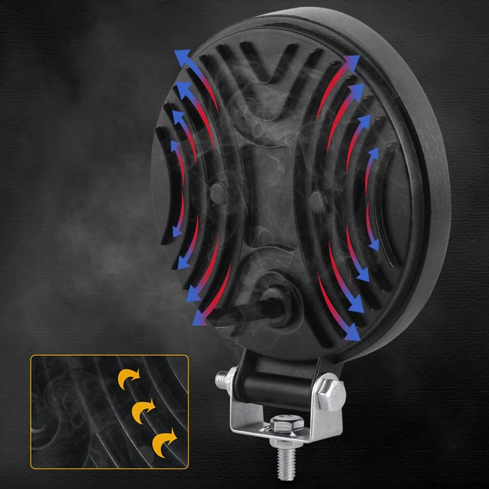 Set 2 x Proiectoare auto rotunde LED 126W/proiector, 11cm, 12/24V - eMAG.ro