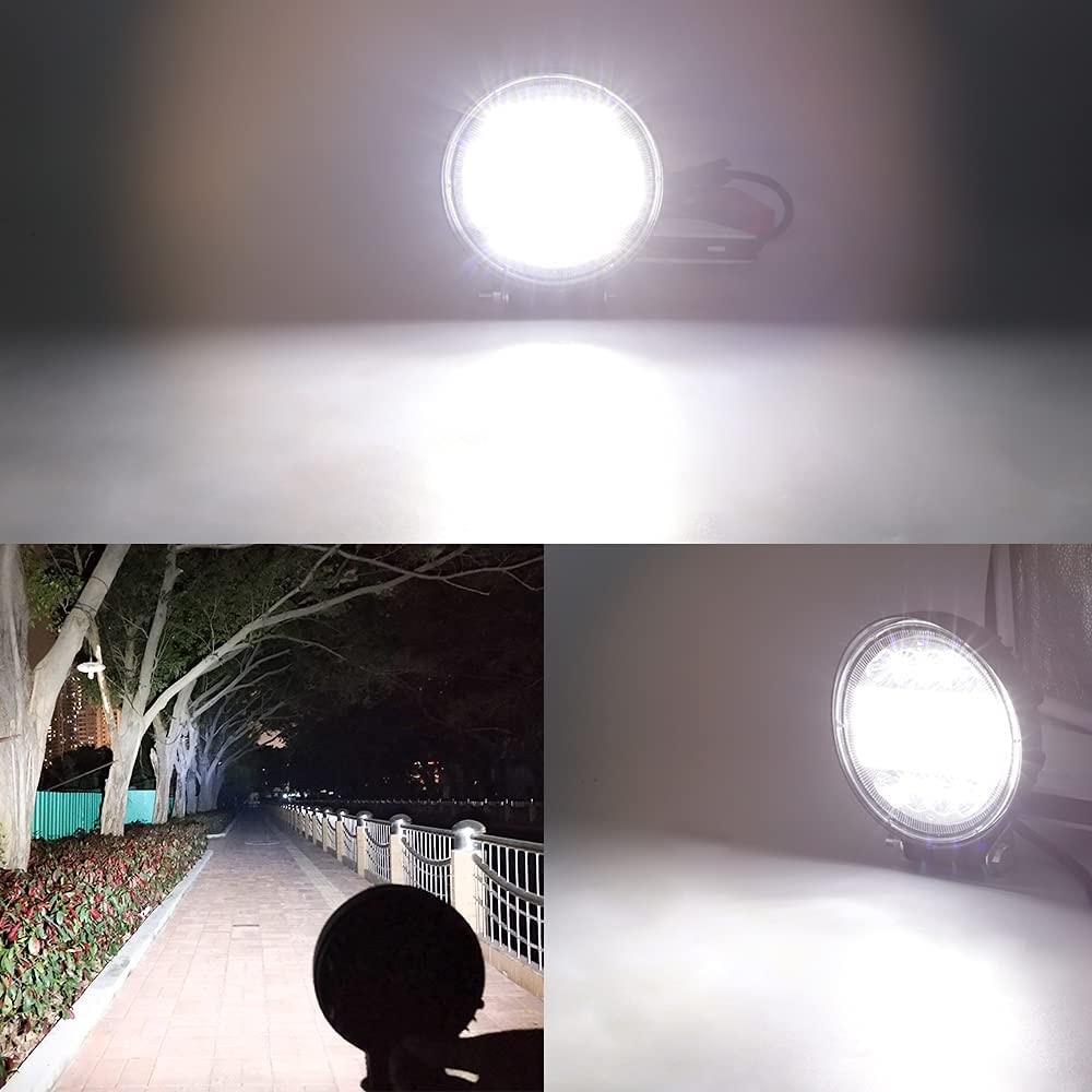 Set 2 x Proiectoare auto rotunde LED 126W/proiector, 11cm, 12/24V - eMAG.ro