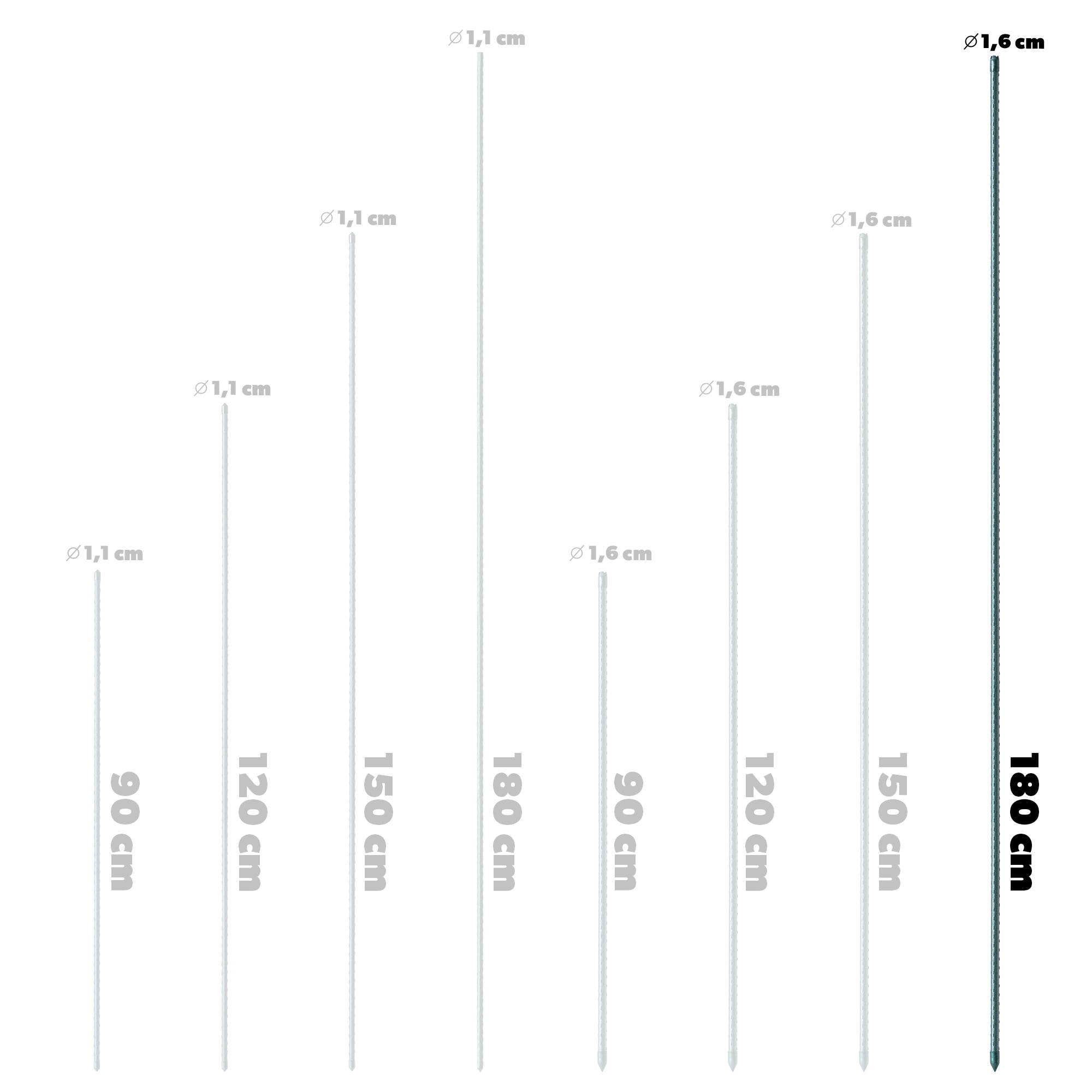 Araci de gradina, suport pentru plante 180 cm KADAX, Set 10x, ⌀16 mm ...