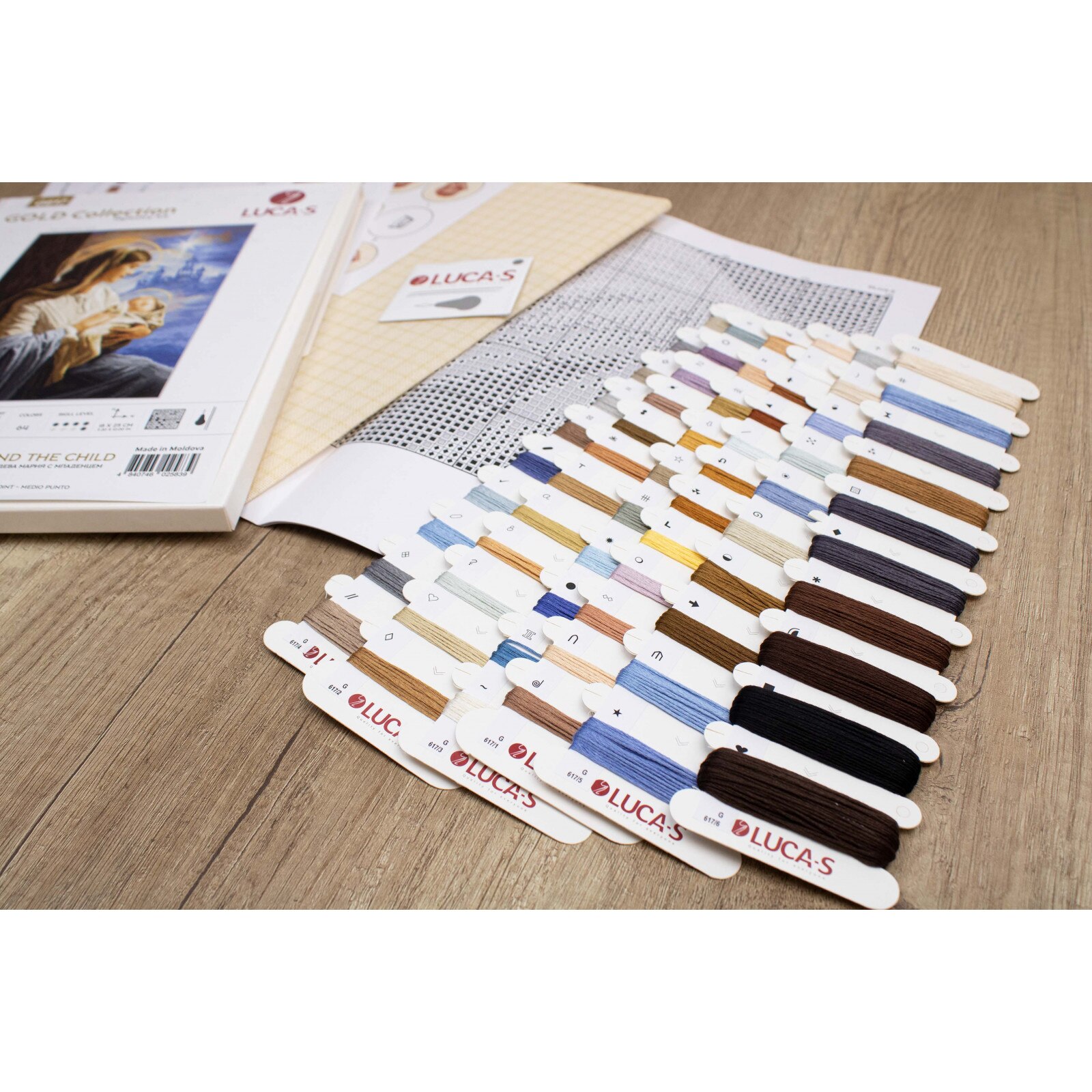 Set goblen de cusut, cu diagrama, Fecioara Maria cu Pruncul, 18x25cm ...