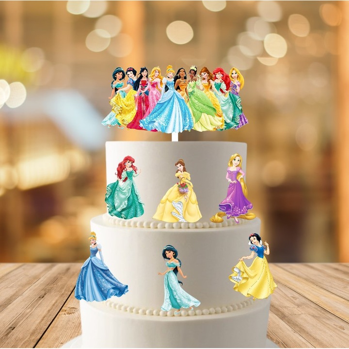 Set figurine tort Printesele Disney, Bloom Atelier, Placaj MDF - eMAG.ro