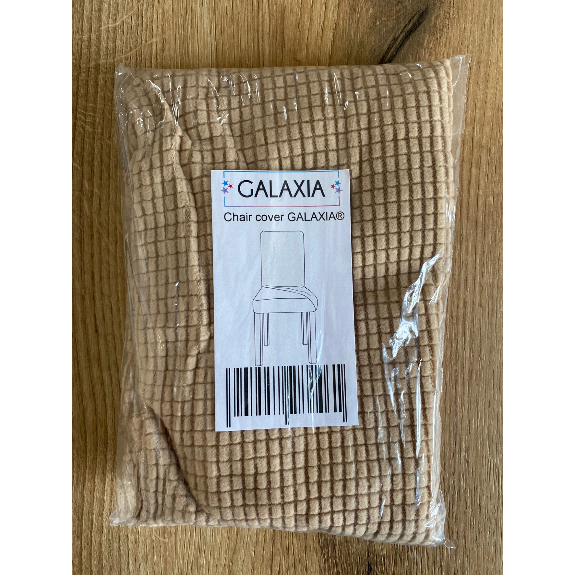 Set 6 Huse Scaun Universale GALAXIA®, Elastice, Din Bumbac Embosat, Bej ...