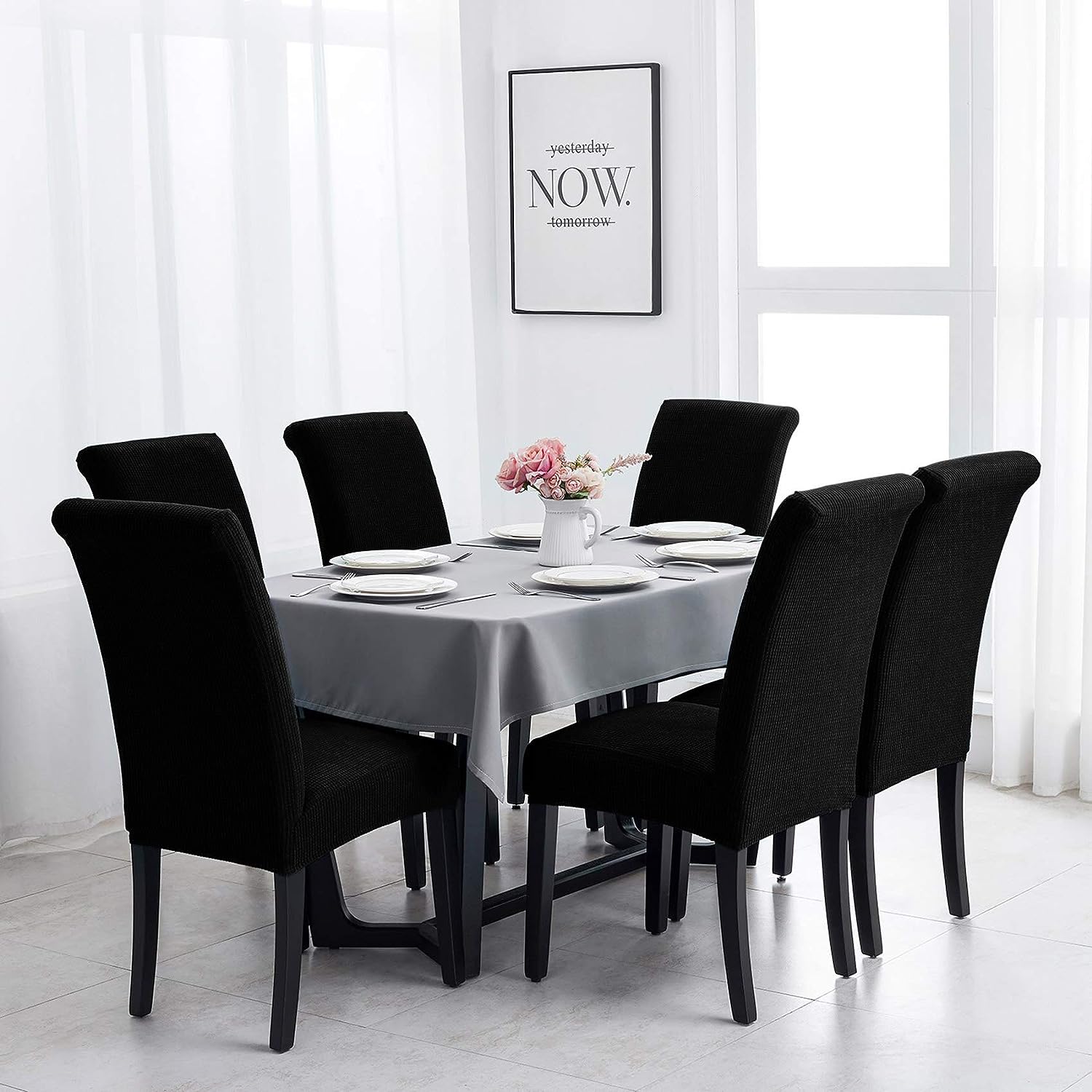 Set 6 Huse Scaun Universale GALAXIA®, Elastice, Din Bumbac Embosat ...