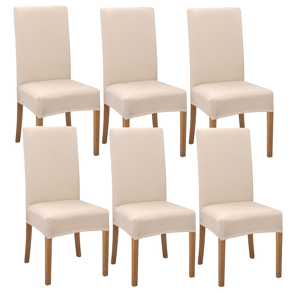 Set 6 Huse Scaun Universale GALAXIA®, Elastice, Din Elastan, Bej - eMAG.ro